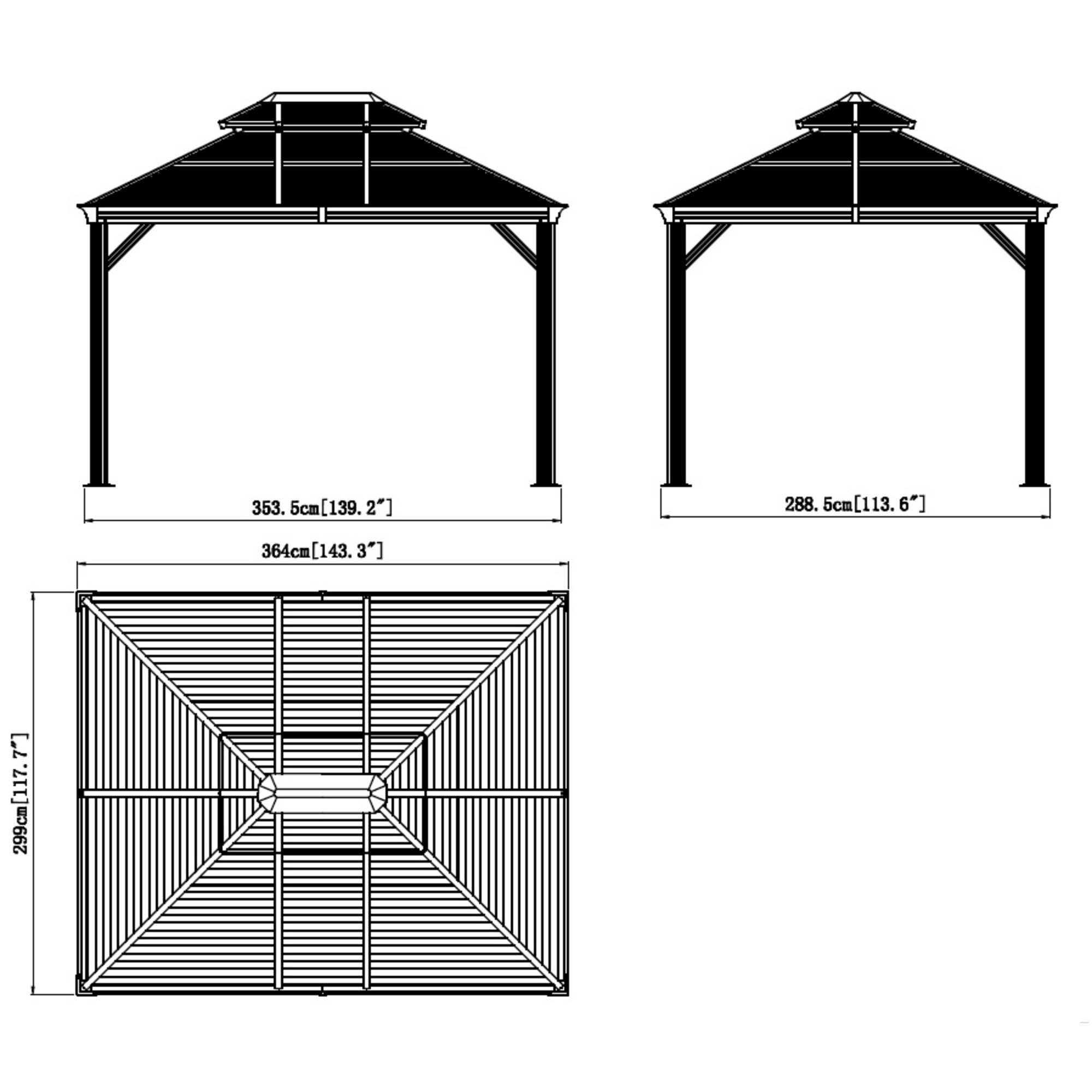 SOJAG Pavillon »Mykonos«, BxHxT: 364 x 291 x 299 cm, anthrazit - hagebau.de