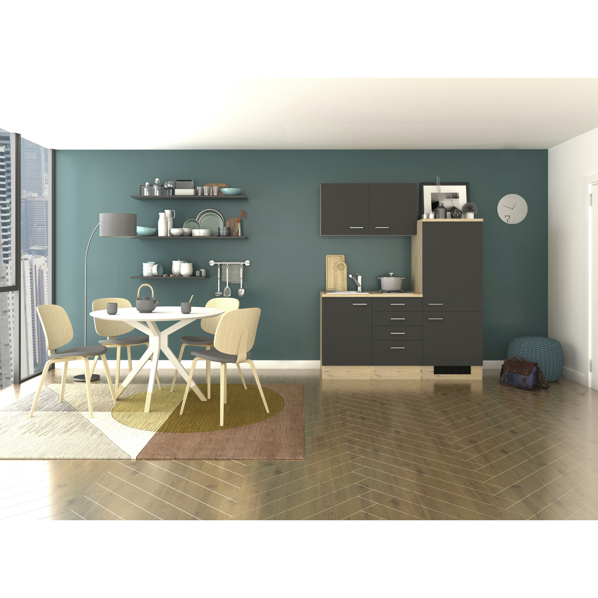 Flex-Well Singleküche »Morena«, mit E-Geräten, Gesamtbreite: 160 cm ...