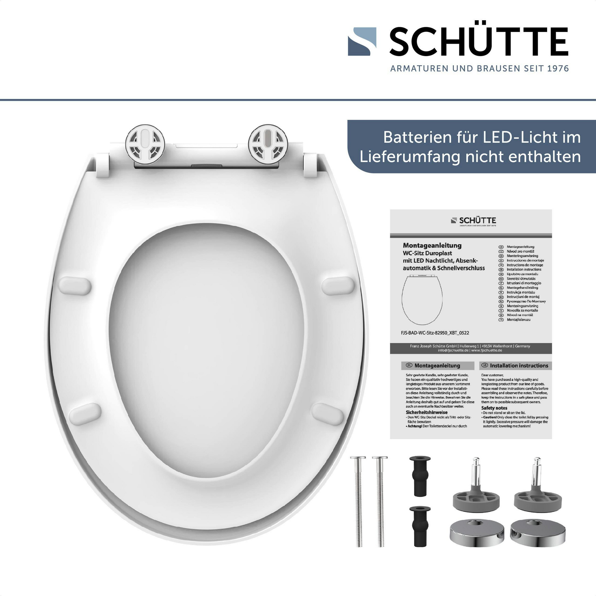 SCHÜTTE WC-Sitz, mit Absenkautomatik/Schnellverschluss, oval, Duroplast ...